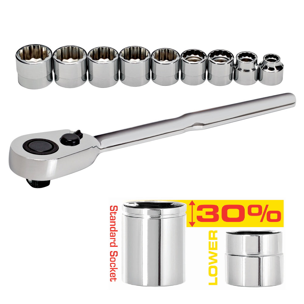 Powerbuilt 10 Piece 3/8-Inch Drive SAE Low Profile Socket Set